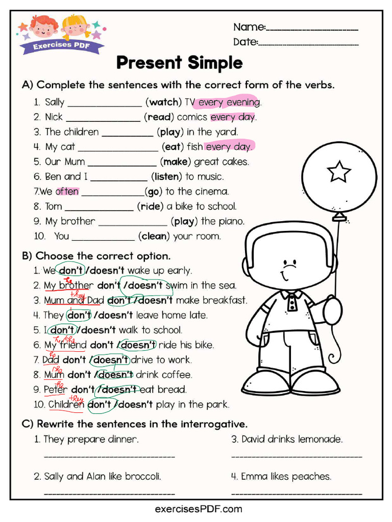 Present simple exercises.pdf 1 | PDF