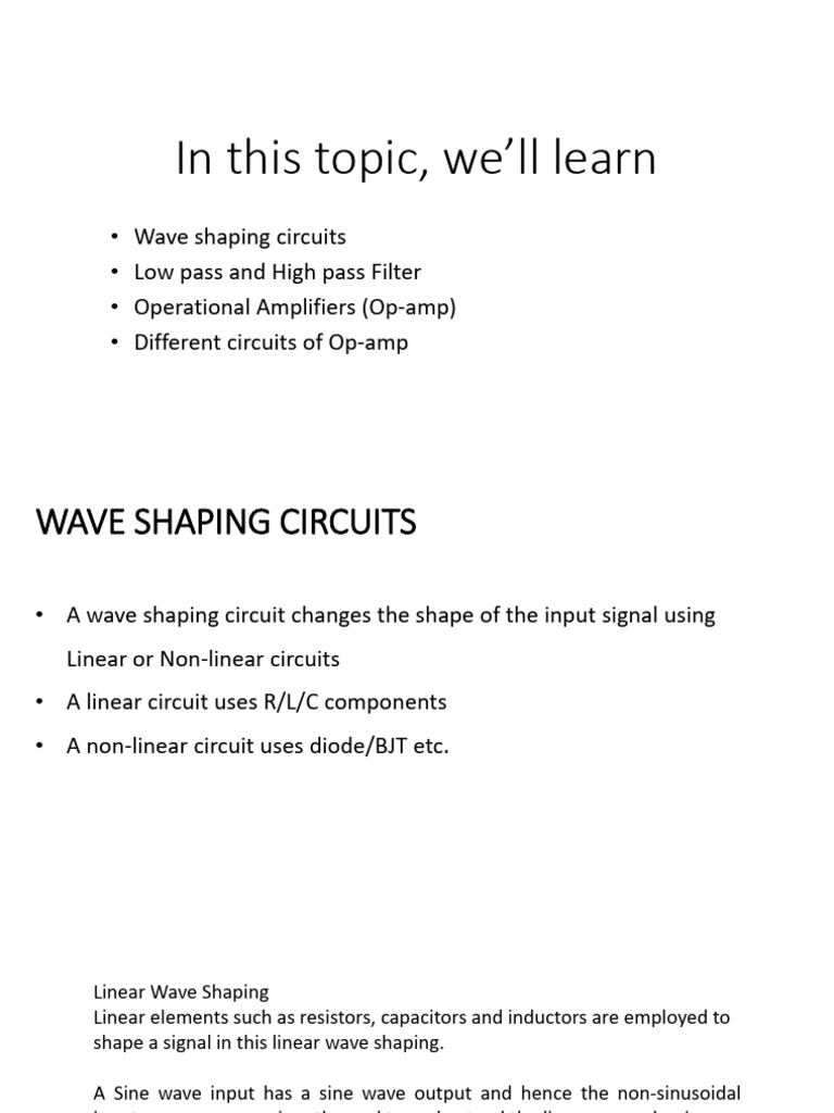 Non-Linear Wave Shaping Circuits | PDF | Electrical Network ...