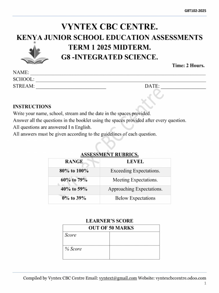 G8 T1MT Integrated Science | PDF