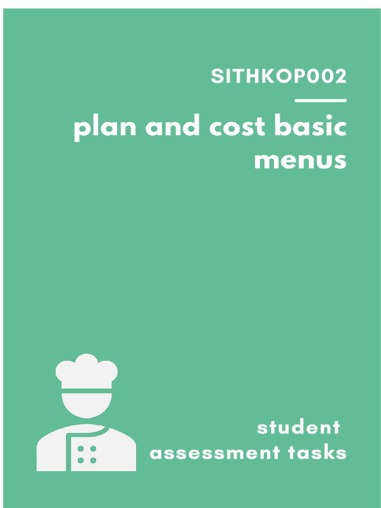 SITHKOP002 Student Assessment Tasks 26-06-20 | PDF | Menu | Menu (Computing)