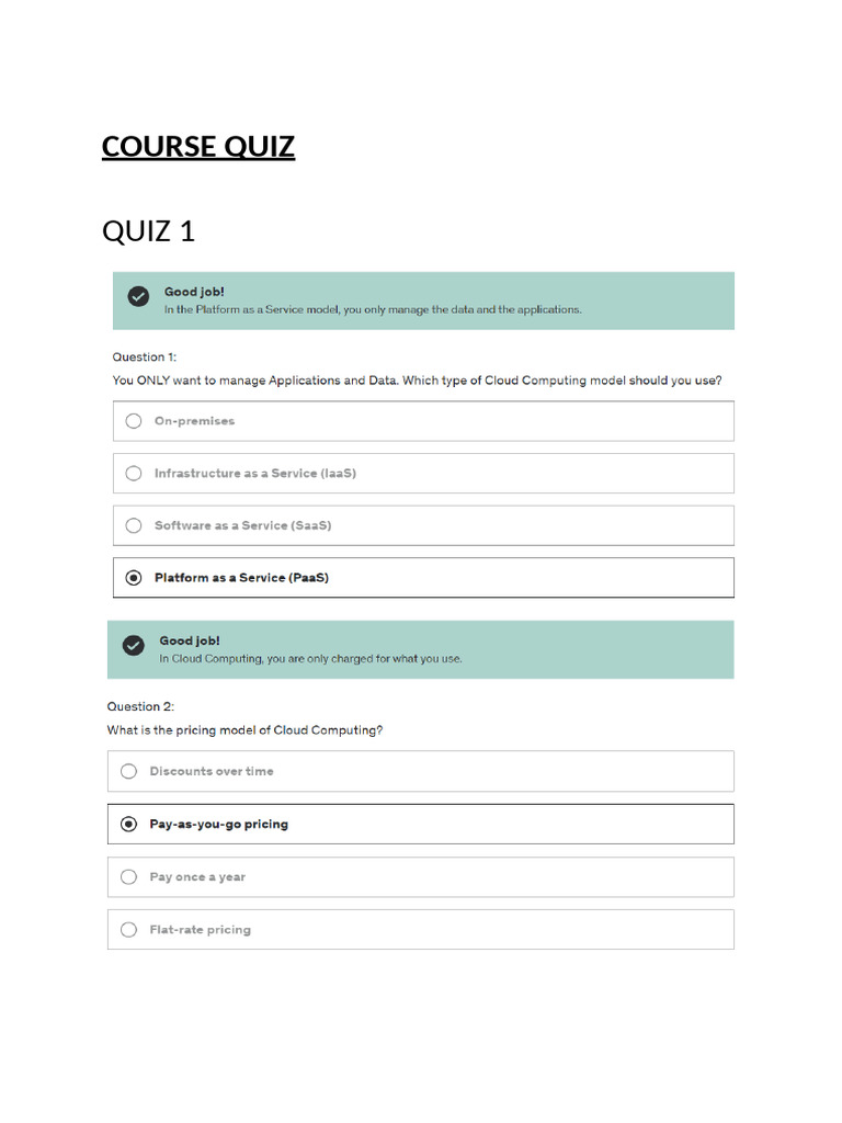 Quiz of Udemy Course | PDF
