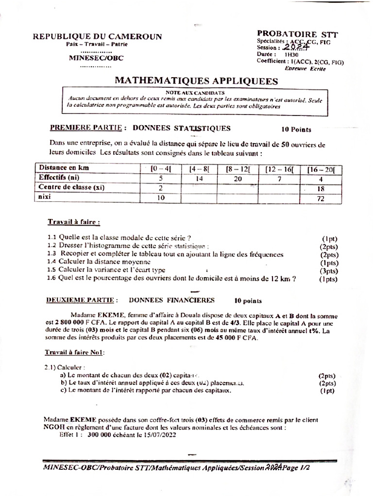 Maths Appl PROB STT 2024 À 2022 | PDF