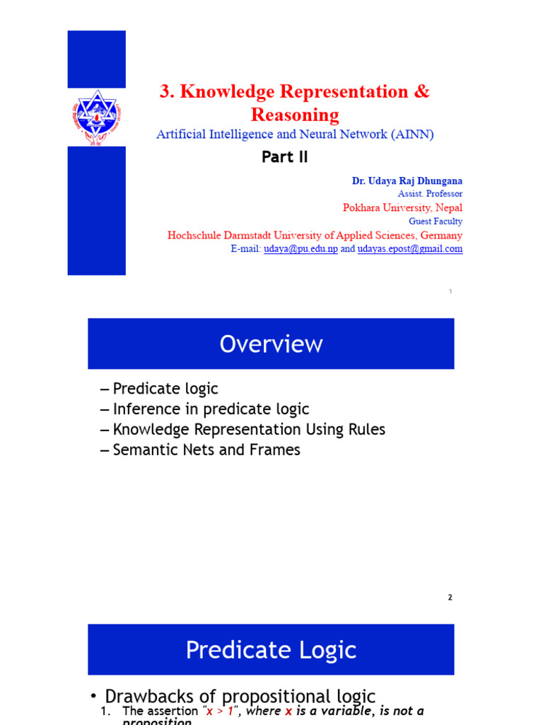 CH-3 Knowledge Representation and reasoning (Part II) | PDF | Mathematical Logic | Syntax (Logic)