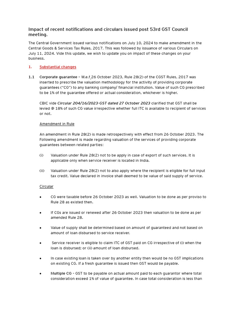 Update On Recent GST Notifications & Circulars | PDF | Public Finance ...