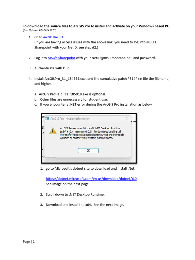 ArcGIS Pro Installation Guide for MSU | PDF