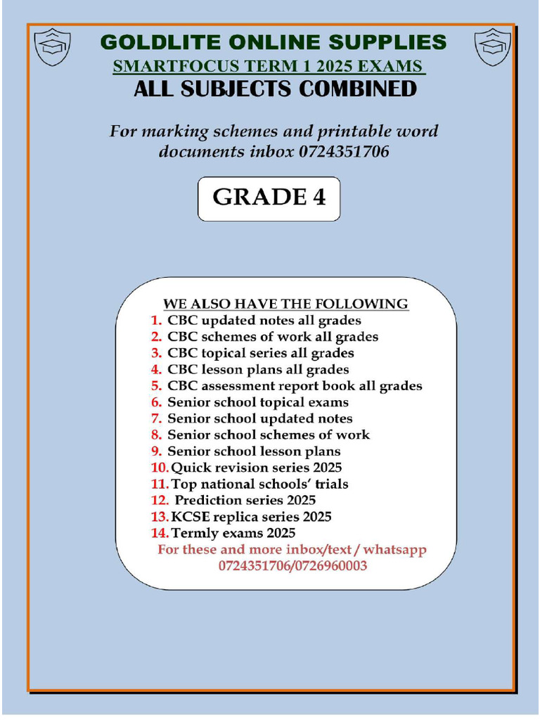 Grade 4 End Term 1 Exams-01 | PDF