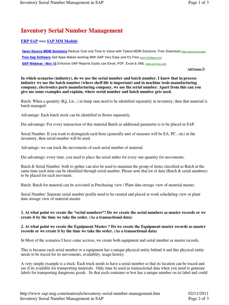 Inventory Serial Number Management | PDF | Inventory | Enterprise ...