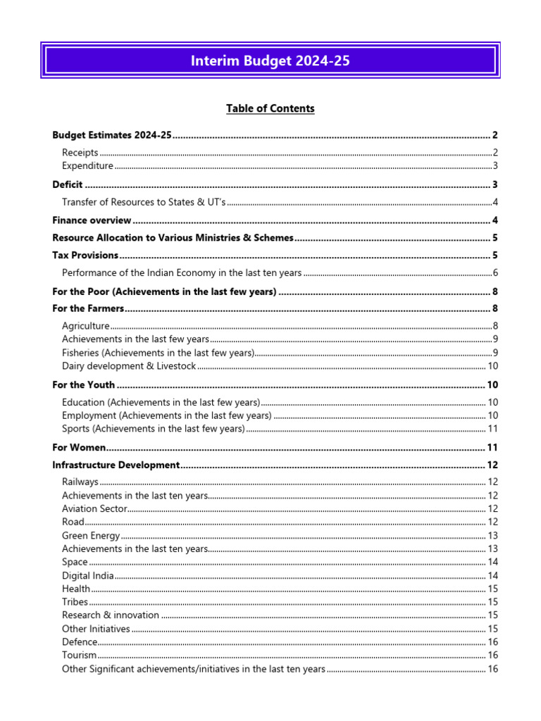 PMFIAS Interim Budget 2024 25 | PDF | Taxes | Budget