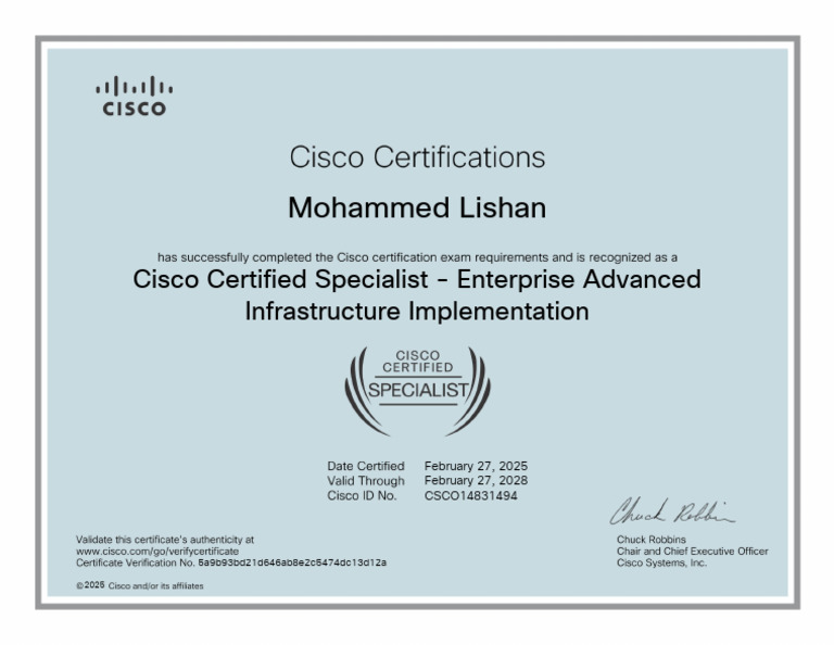 Cisco Certified Specialist - Enterprise Advanced Infrastructure ...