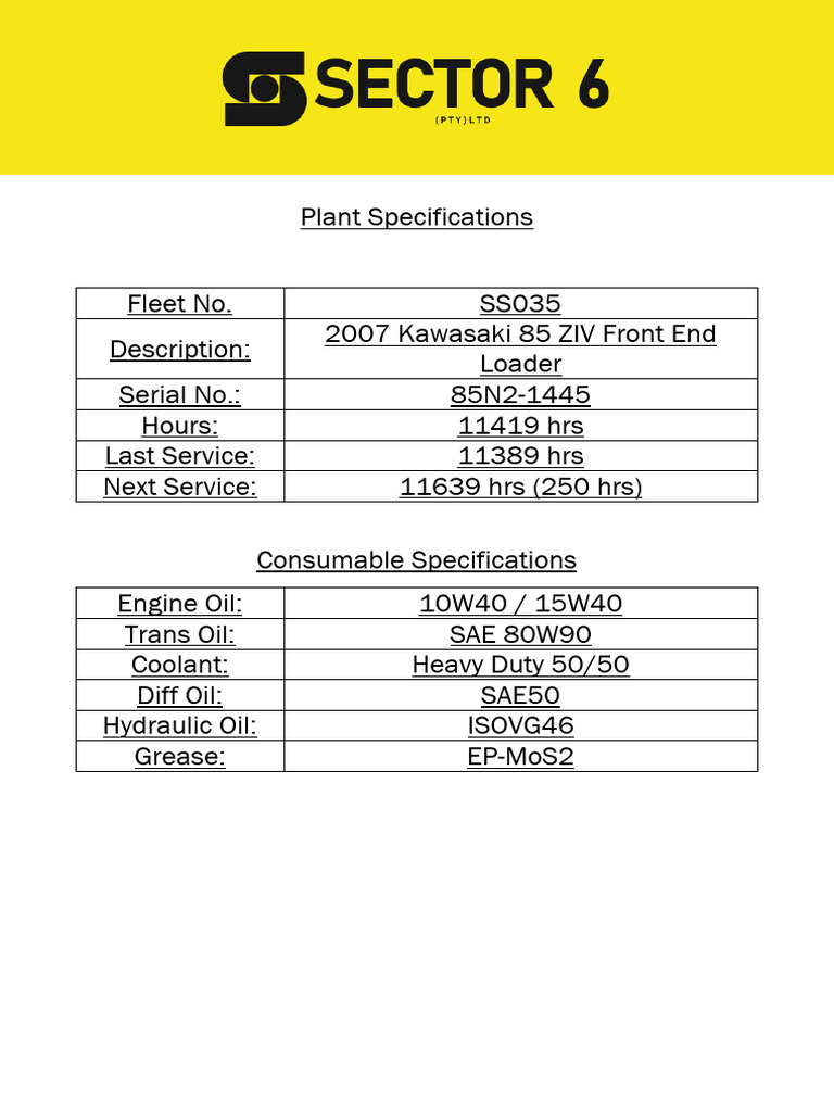 Sector 6 Plant Specs | PDF