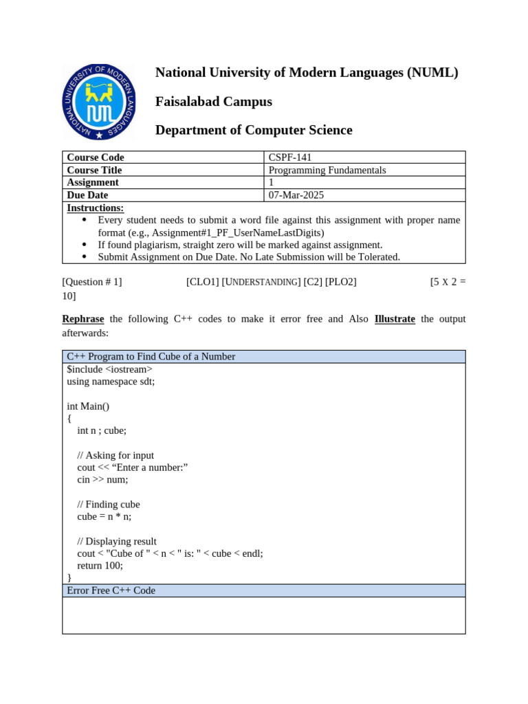 PF Assignment 1 | PDF