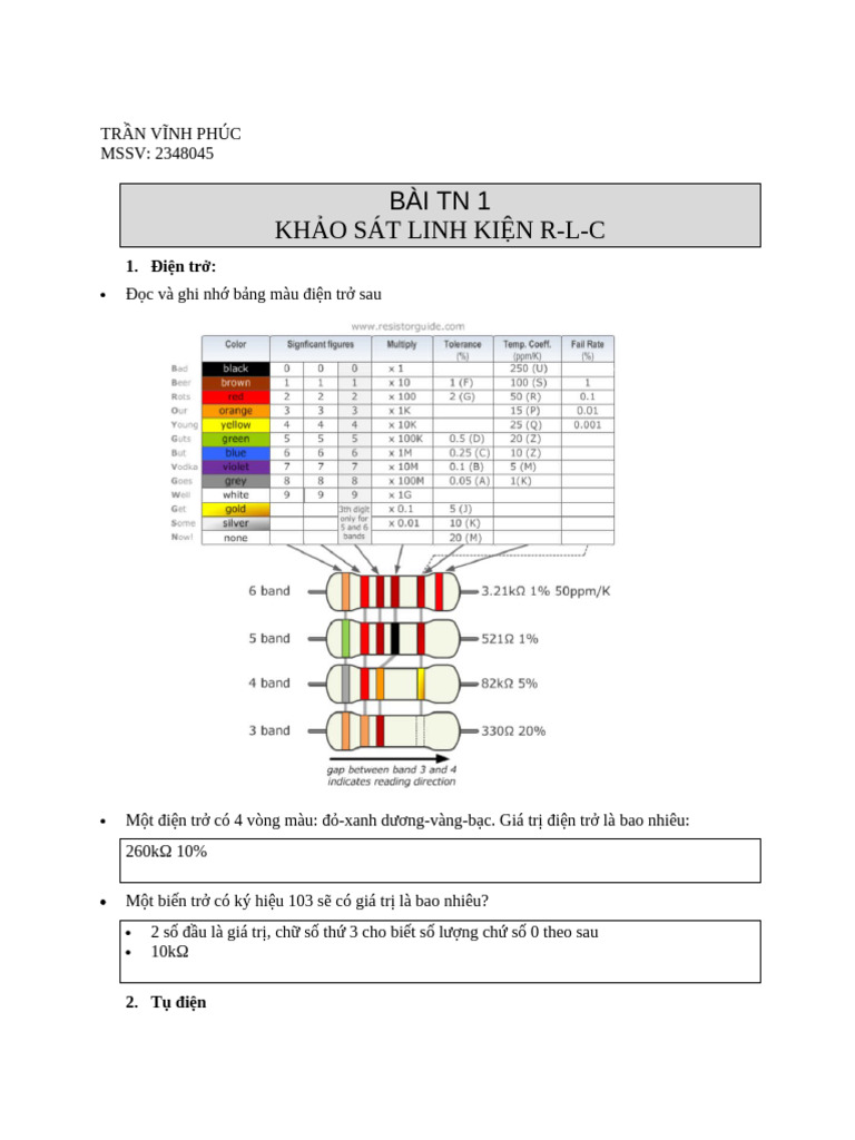 BÀI TN 1 Prelab | PDF