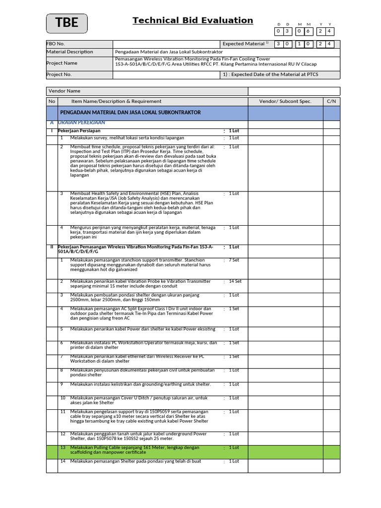 Tbe Subcont_vibmon System Kpi Ru-IV Clp_r2 | PDF