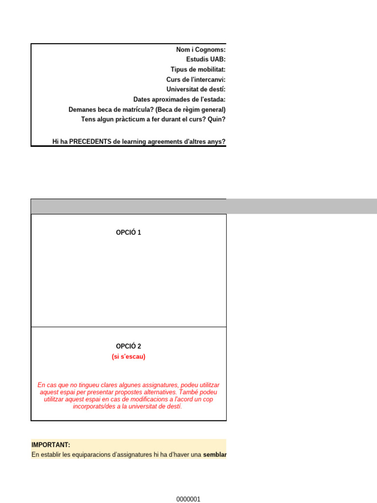 Excel Proposta Acord D'estudis | PDF