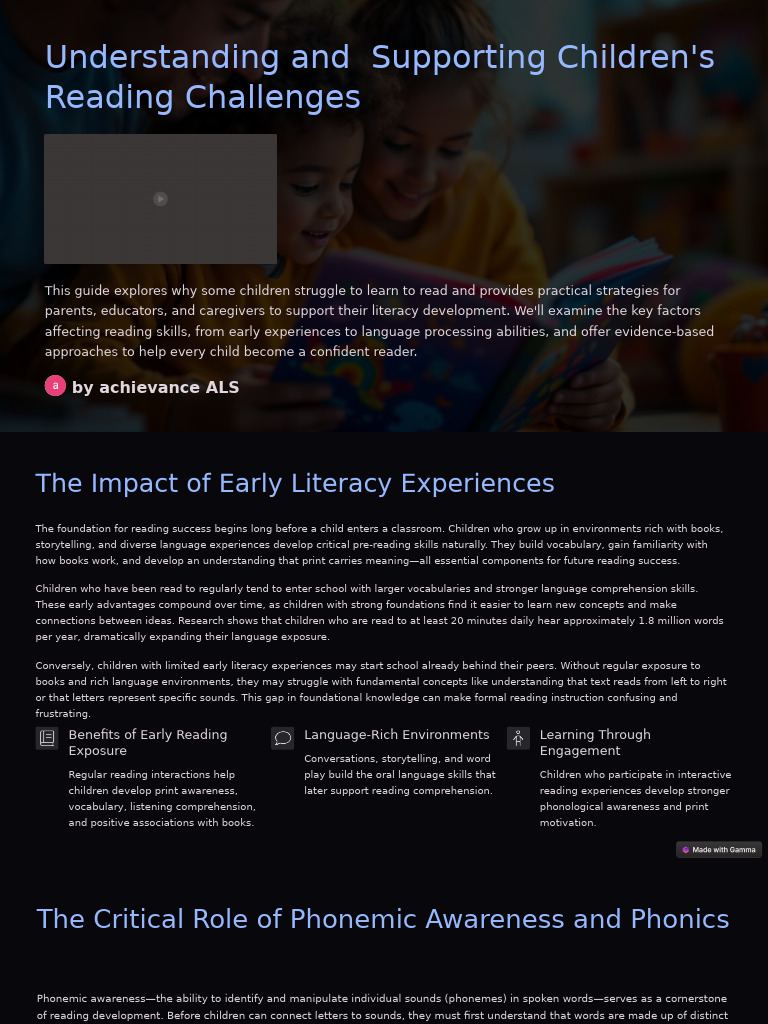 Understanding and Supporting Childrens Reading Challenges | PDF ...
