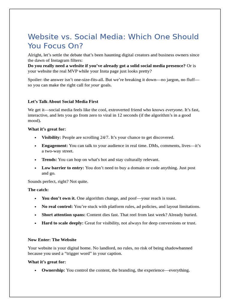 Website Vs Social Media | PDF | Human Communication | World Wide Web