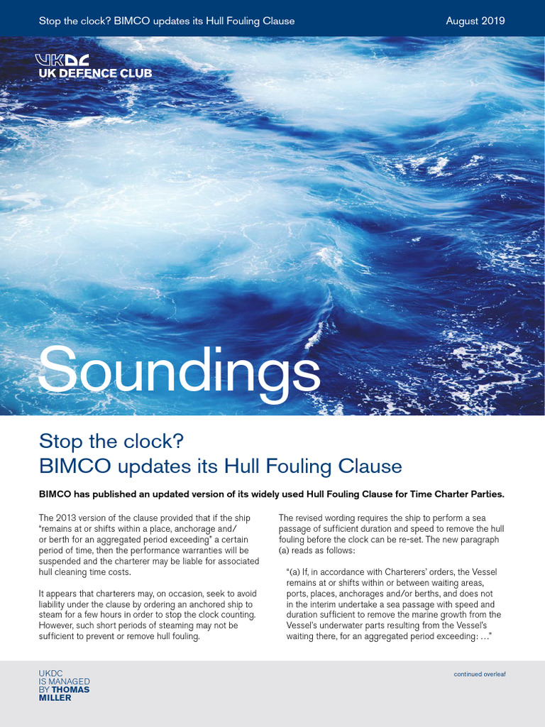 BIMCO Hull Fouling Clause Update 2019 | PDF | Ships