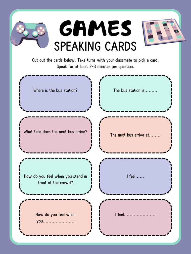 Speaking Cards for Classroom Games | PDF