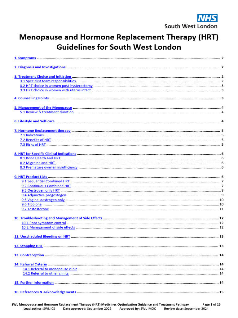 Menopause-and-Hormone-Replacement-Therapy-HRT-Guidelines | PDF ...