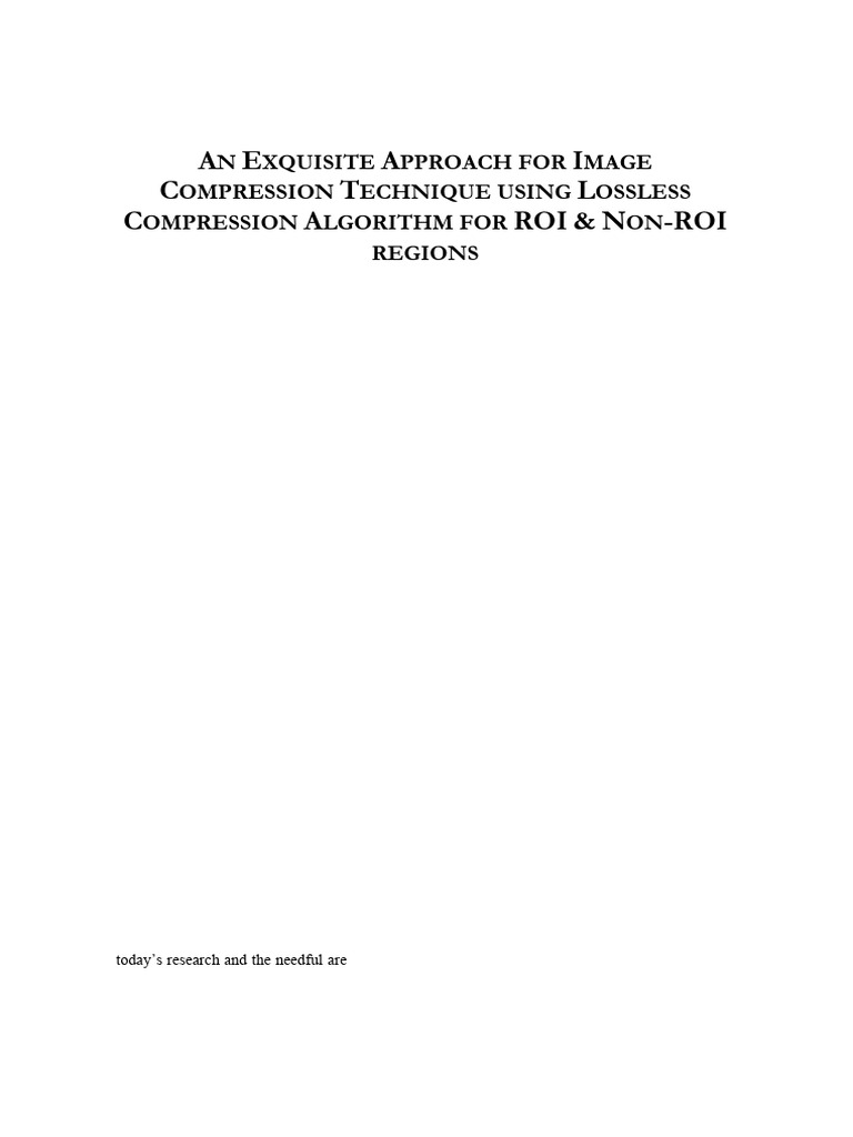 An Exquisite Approach For Image Compression Technique Using Lossless Compression Algorithm For ...