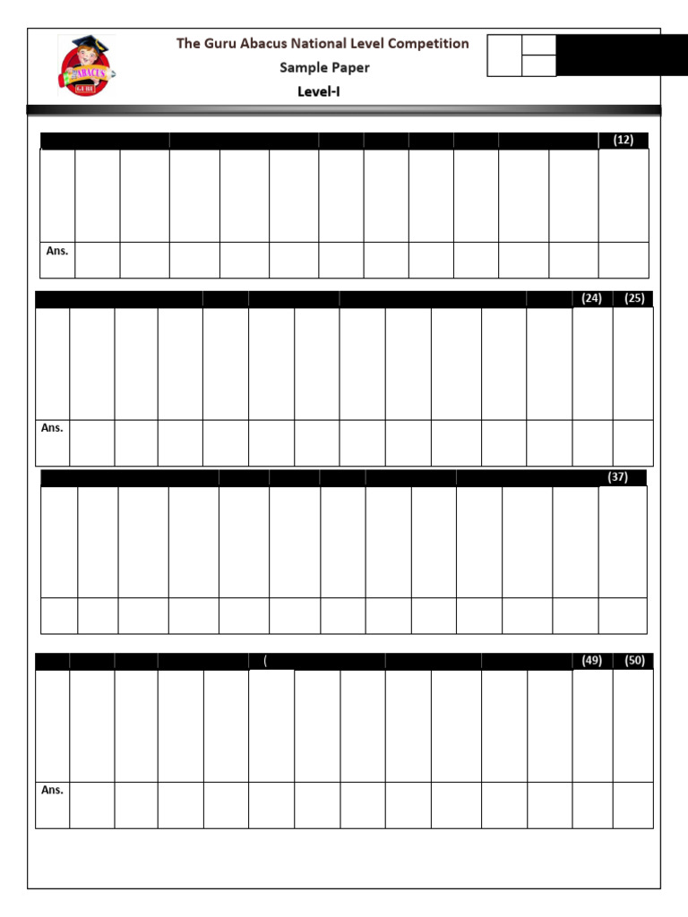 Questions Niveau II - Compétition Abacus | PDF