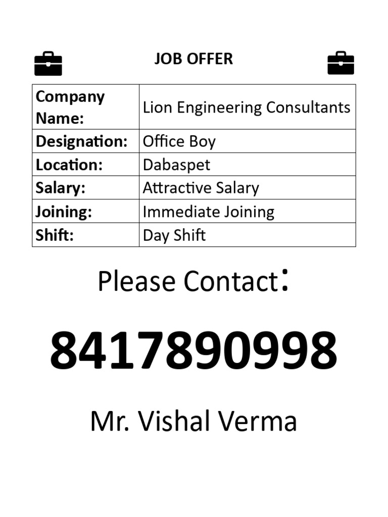 Job Offer Office Boy | PDF