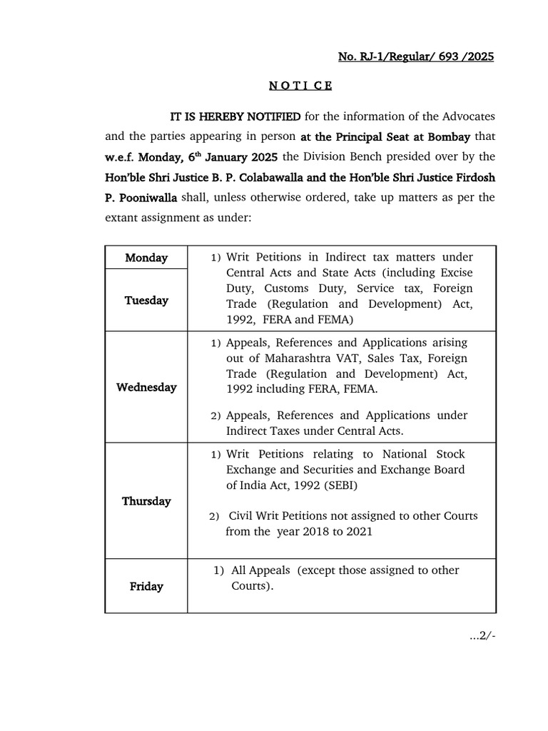 Notice Bom 20250103120505 | PDF | Justice | Crime & Violence