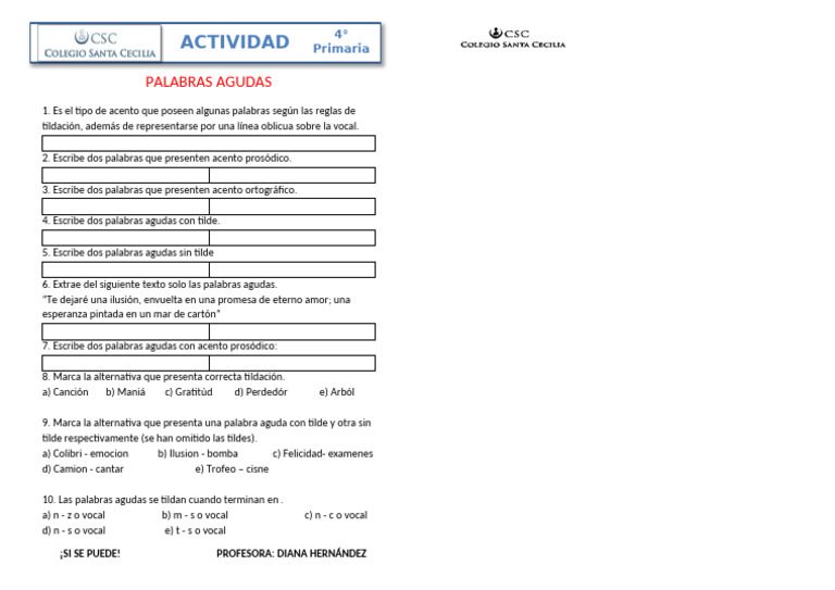 Palabras Agudas y su Tildación | PDF