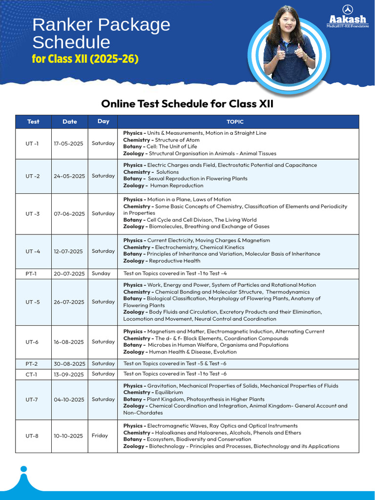 Class XII 2025-26 Online Test Schedule | PDF | Chemical Bond | Molecules