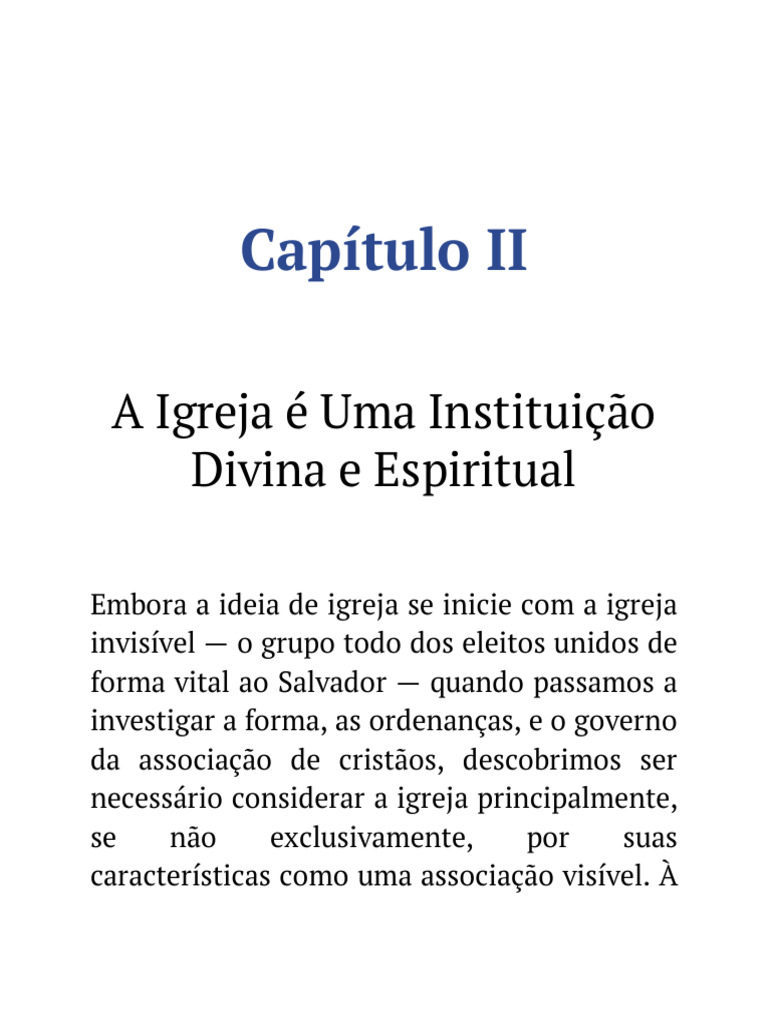 Capítulo II - A Igreja É Uma Instituição Divina e Espiritual | PDF ...
