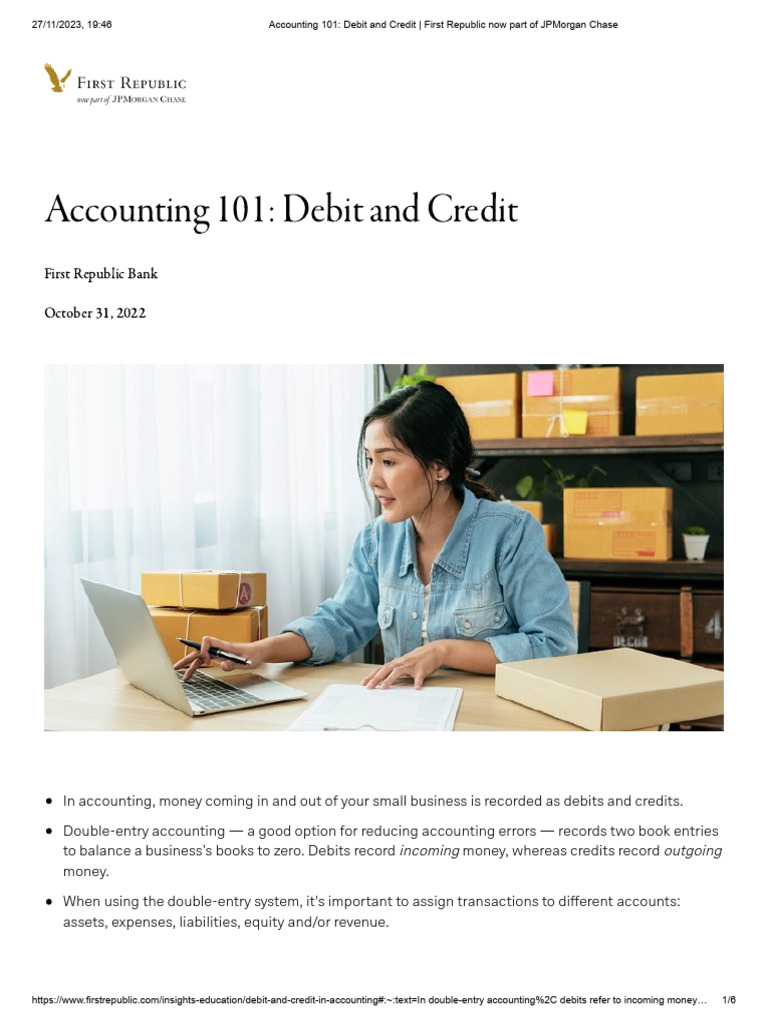 Accounting 101_ Debit and Credit _ First Republic now part of JPMorgan ...
