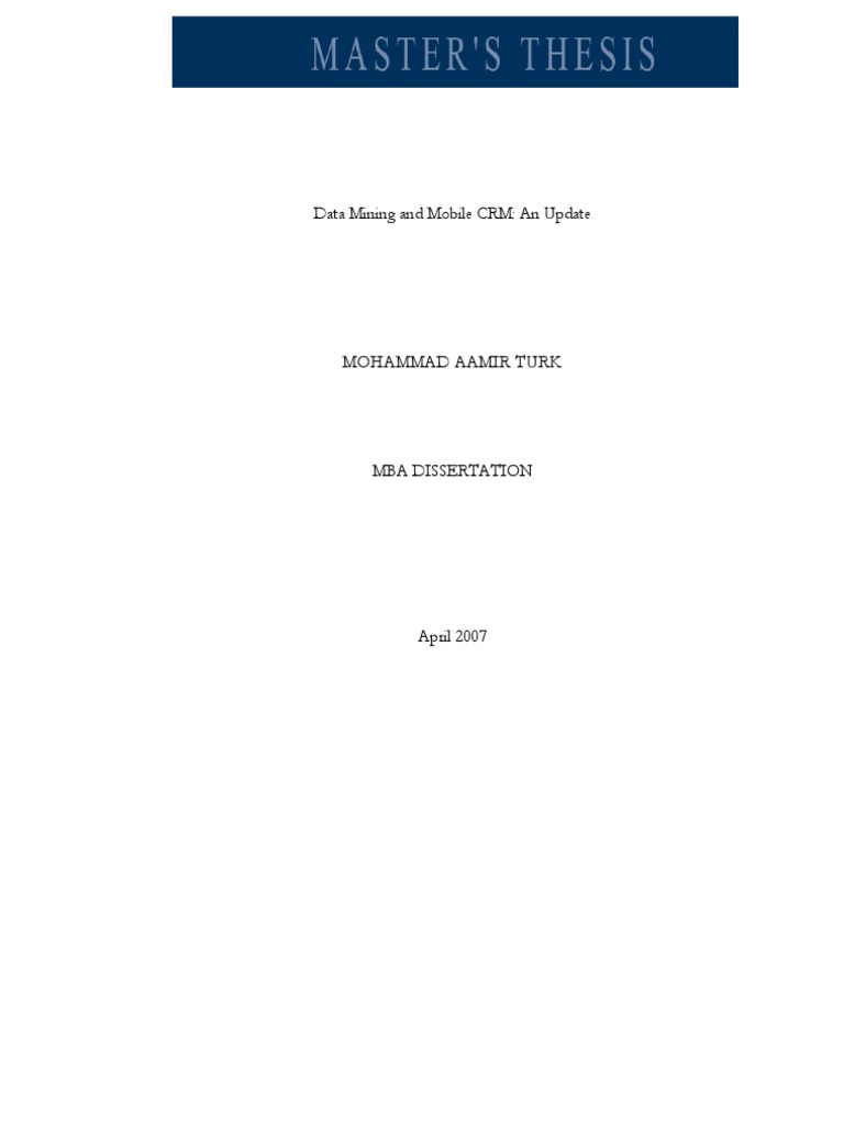 MBA Thesis | PDF | Business Intelligence | Customer Relationship Management