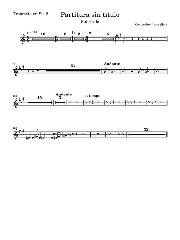 Partitura para Trompeta en Si♭ 2 | PDF