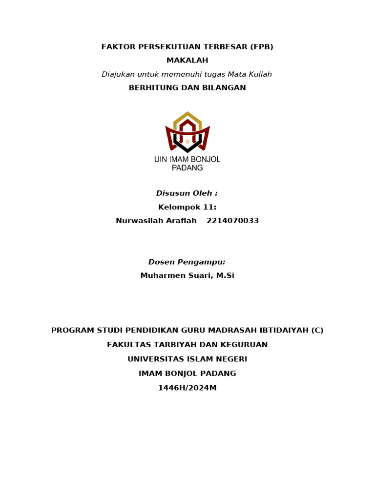 FPB: Metode dan Contoh Penyelesaian | PDF