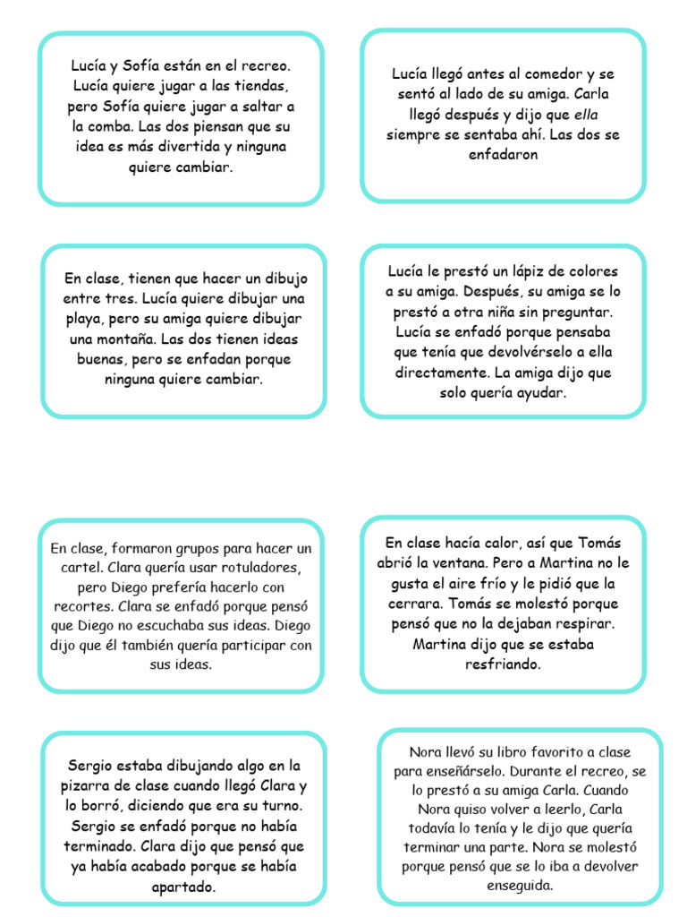 Tarjetas Educativas para Trabajar Empatía y Flexibilidad Cognitiva | PDF