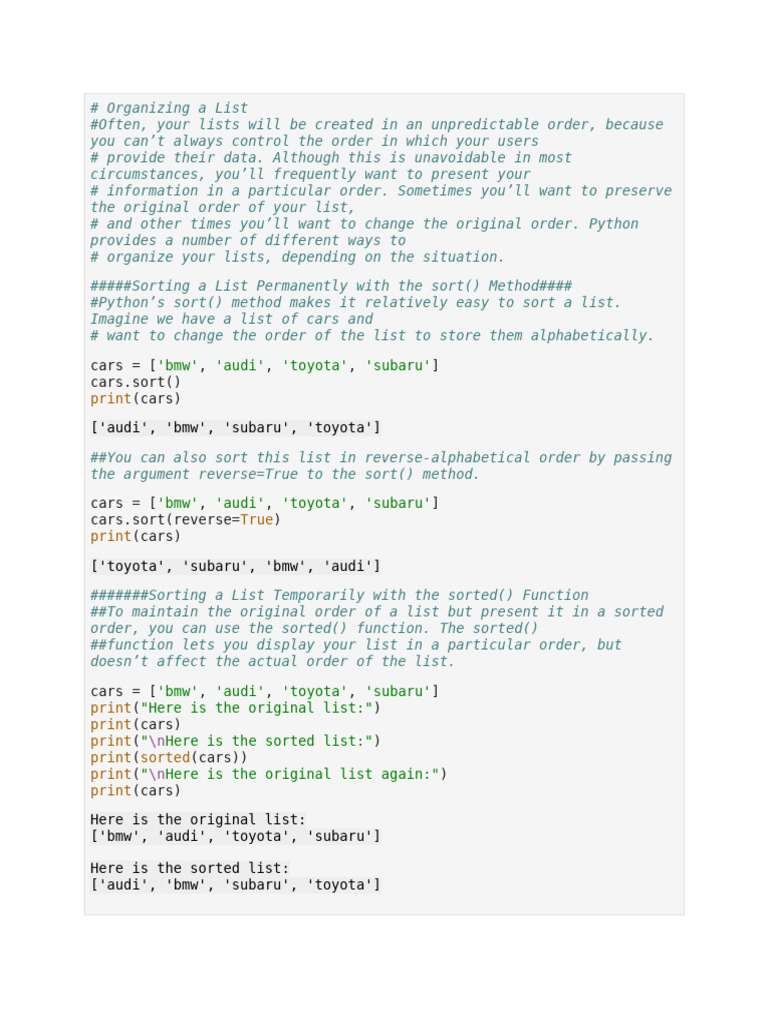 Sorting Python Lists Alphabetically | PDF | Indus River | Motor Vehicle