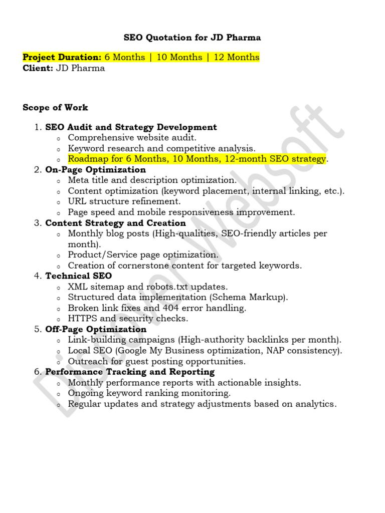 Discoverwebsoft SEO Quotation For | PDF | Search Engine Optimization ...