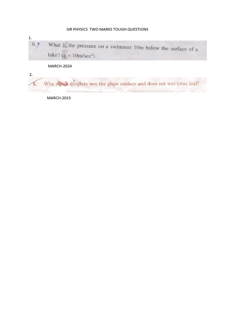 Sir Physics Two Marks Tough Questions | PDF