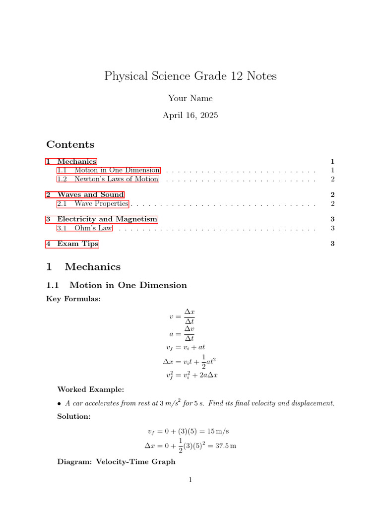 Physical Science Grade 12 | PDF | Waves | Sound