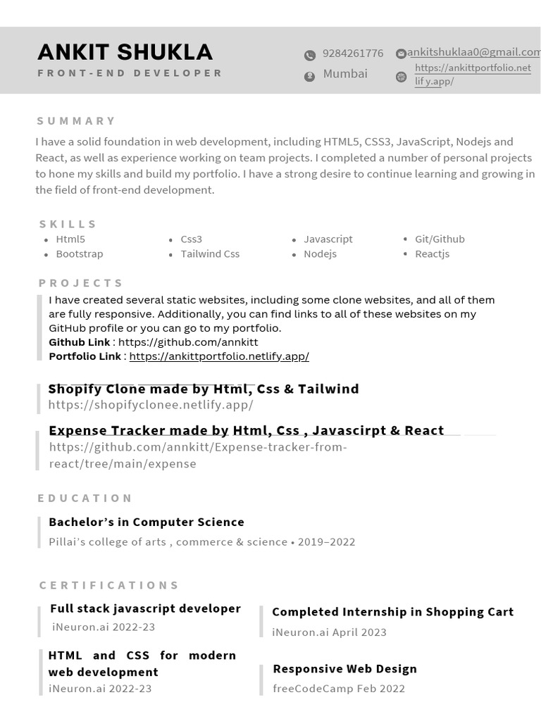 Ankit Shukla resume.pdf (1) | PDF