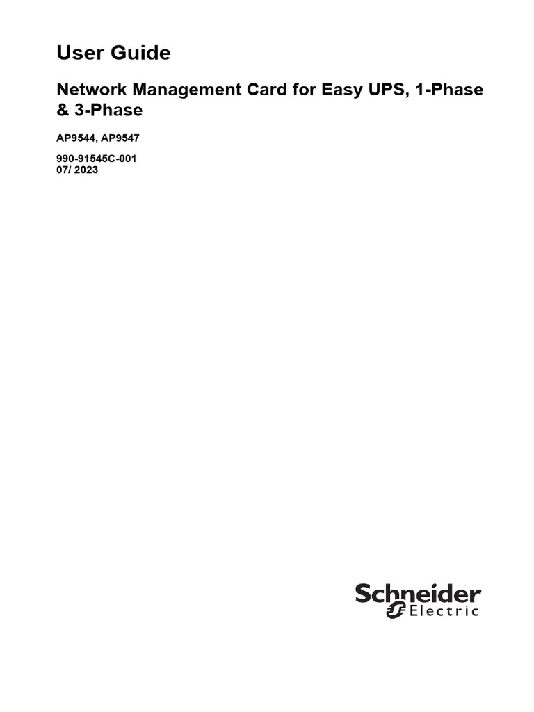 User Guide Network Management Card For Easy UPS 1-Phase & 3-Phase ...