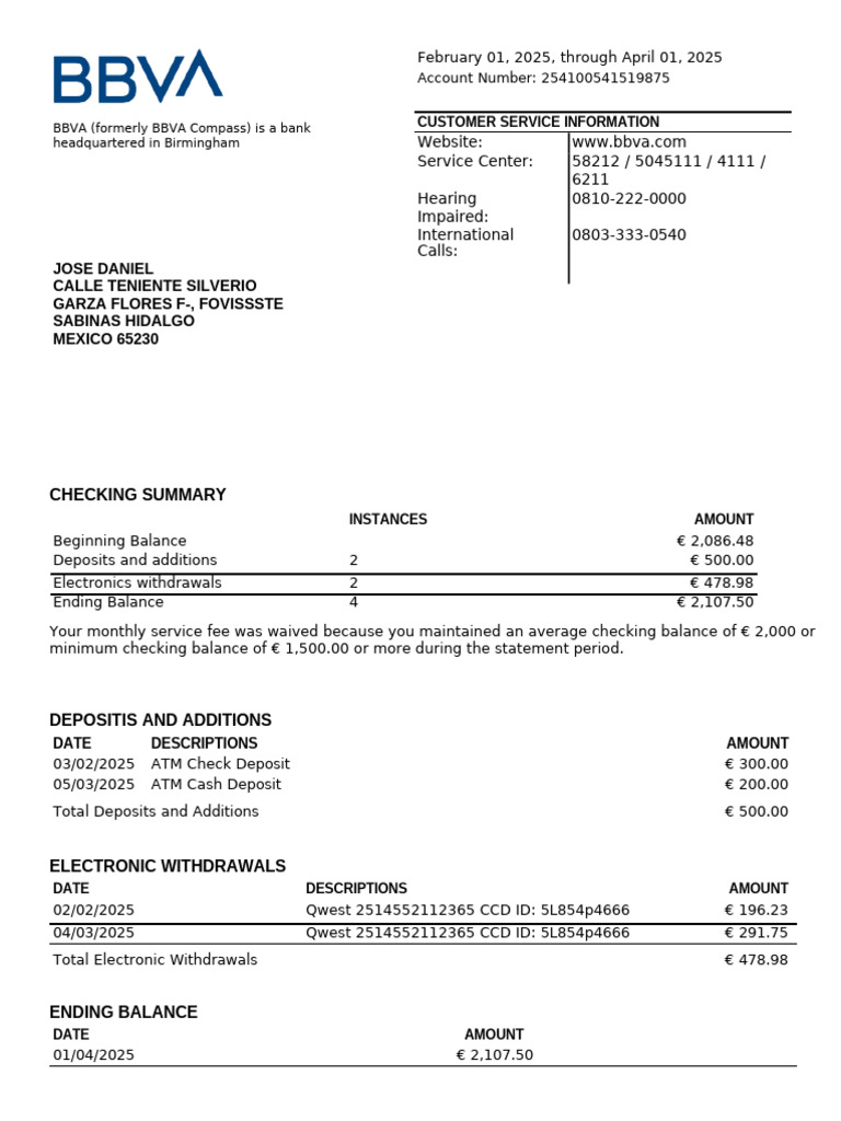 BBVA Account Statement Summary | PDF | Financial Technology | Finance ...