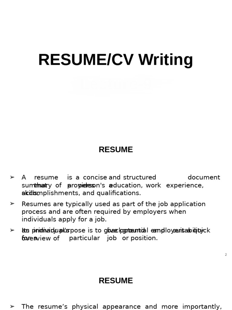 Resume and CV Writting | PDF | Résumé