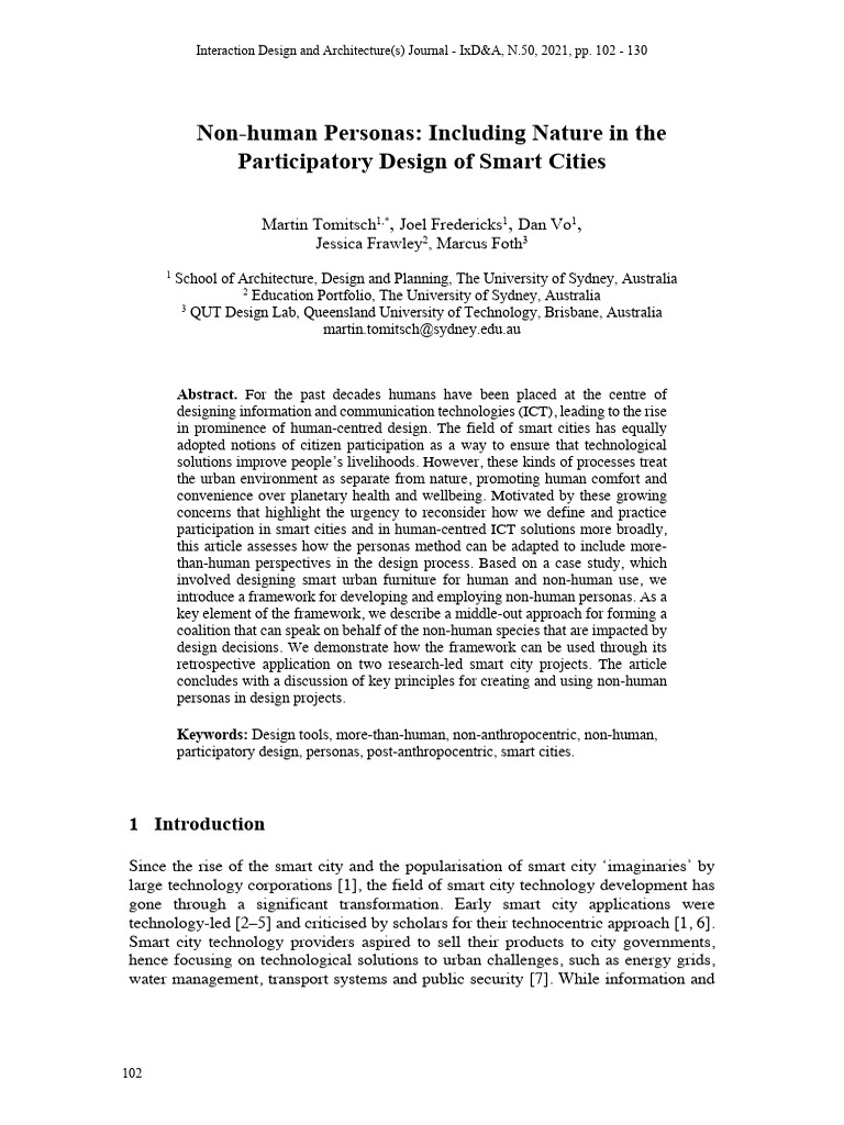 Non-Human Personas in Smart City Design | PDF | Human–Computer ...