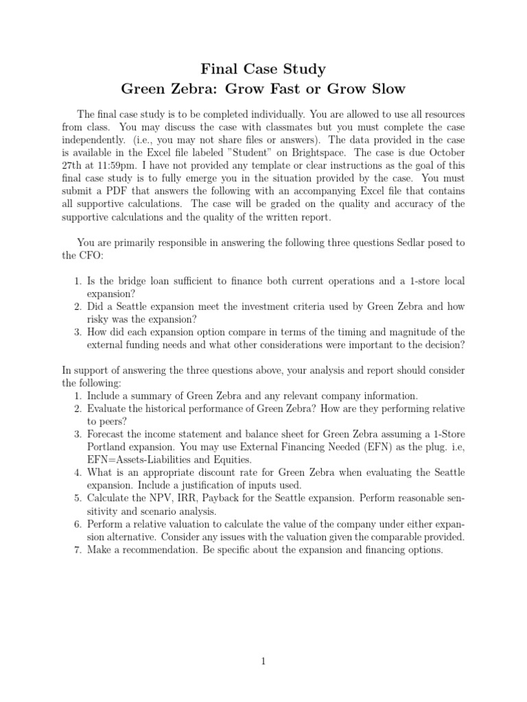 Green Zebra Expansion Case Study Analysis | PDF