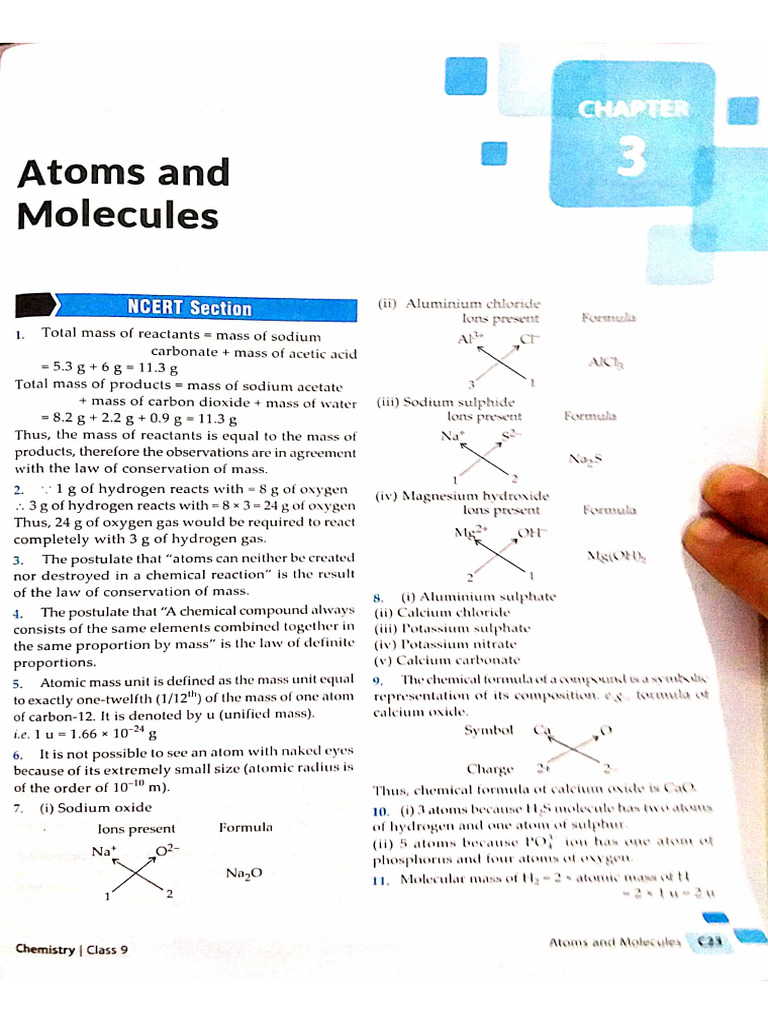 MTG Atoms and Molecules Class 9 AnsKey | PDF