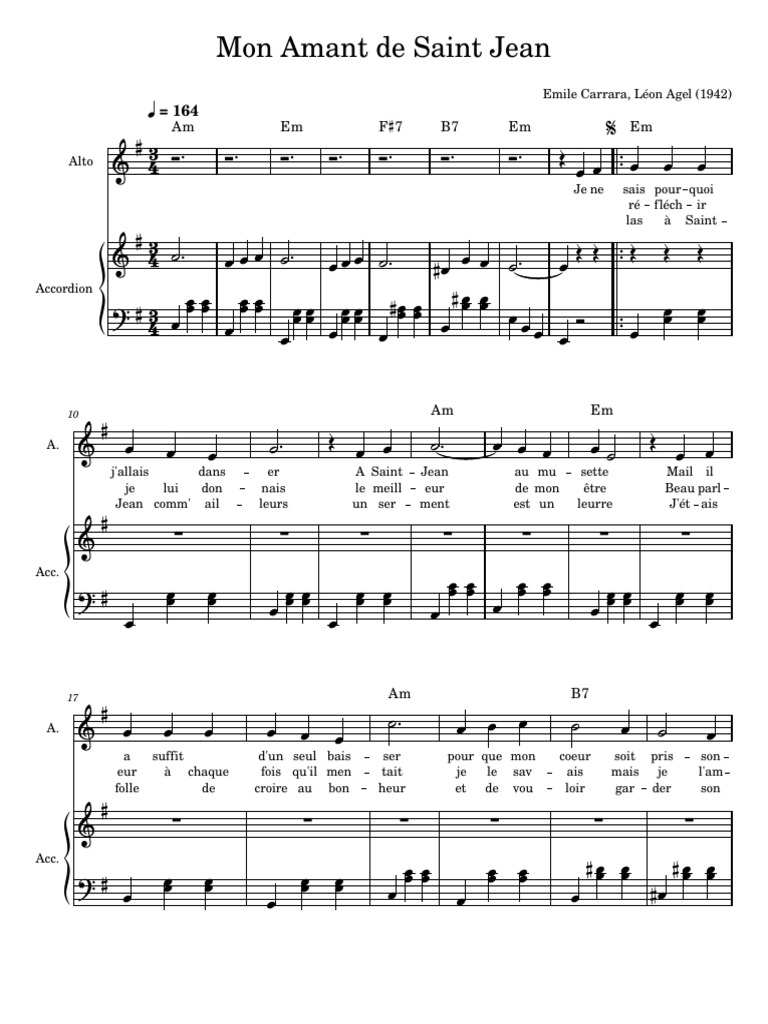 Paroles de "Mon Amant de Saint Jean" | PDF