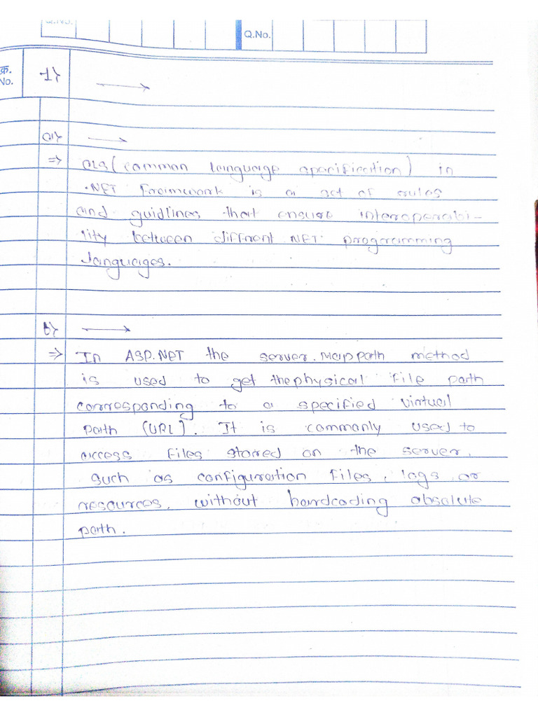 Dot Net Exam Answers | PDF