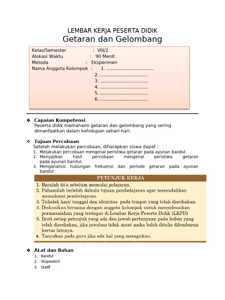 LKPD Getaran Dan Gelombang | PDF