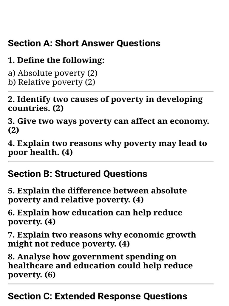 Past Papers POVERTY | PDF